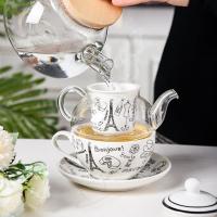 China Ceramic Tea Mug With Strainer And European Glass Teapot Sustainable One Person Teekanne Set for sale