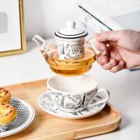 China Ceramic Tea Mug With Strainer And European Glass Teapot Sustainable One Person Teekanne Set for sale