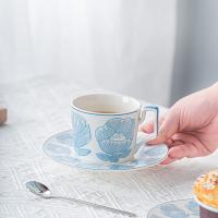 China Garden Party Ceramic Tea Cup Set With Hand Painted Art And Saucer In Nordic Style for sale