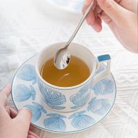 China Garden Party Ceramic Tea Cup Set With Hand Painted Art And Saucer In Nordic Style for sale