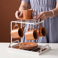 China Customized 250ml Brown Luxury European Porcelain Coffee Cup For Occasion Business Gifts for sale