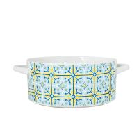 China Quantity Bohemian Design Style Porcelain Pan With Lid Custom Decal Soup Bowl Set for sale