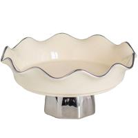 China Flower Shape Dessert Stand Ceramic Dry Fruit Tray Porcelain Dessert Plate Stoneware Fruit Plate for sale