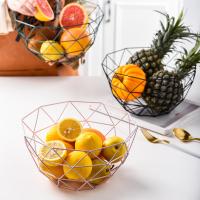 China Electro Plating Wire Basket Metal Fruit Container Iron Vegetable Bowl Nordic Style for sale