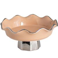 China Flower Shape Dessert Stand Ceramic Dry Fruit Tray Porcelain Dessert Plate Stoneware Fruit Plate for sale