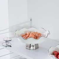 China Flower Shape Dessert Stand Ceramic Dry Fruit Tray Porcelain Dessert Plate Stoneware Fruit Plate for sale