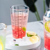 China Production Shaker Glass Cocktail Shaker Bottle With Stainless Steel Lid And Degree Scale for sale