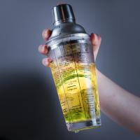 China Production Shaker Glass Cocktail Shaker Bottle With Stainless Steel Lid And Degree Scale for sale