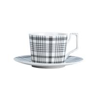 China Modern 6.7 Oz Porcelain Cups Saucers With Sustainable Fabric Texture Pot And Saucer for sale