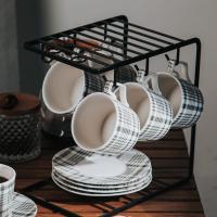 China Modern 6.7 Oz Porcelain Cups Saucers With Sustainable Fabric Texture Pot And Saucer for sale