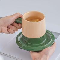 China Porcelain Morandi Color Ceramic Tea Cup Set With Spoon Modern Design Style And Saucer for sale