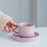 China Business Gifts Ceramic Tea Cup Set Nordic Porcelain Coffee Cup And Saucer With Silver Grip for sale