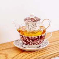 China Drinkware Type Coffee Tea Sets Glass Ceramic Teapot Set With Cup Saucer Plate for sale