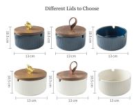 China 2024 Father'S Day Gift Round Ceramic Ashtray With Lid Luxury Vintage Porcelain Design for sale
