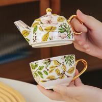 China Single Teapot And Cup Set Porcelain Individual Tea Set With Wedding Gift Cup And Saucer for sale