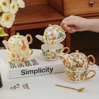 China Single Teapot And Cup Set Porcelain Individual Tea Set With Wedding Gift Cup And Saucer for sale