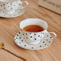 China Light Luxury Ceramic Teapot Set With Gold Rim Porcelain Coffee Cups And Saucers for sale