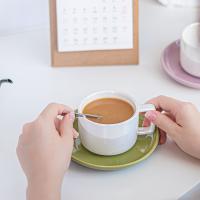 China Stylish Ceramic Tea Cup And Saucer Set In Custom Solid Colors For Business Gifts for sale
