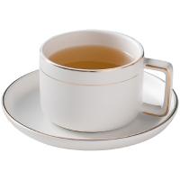 China 350ml 11.84oz Gold Rimmed Cappuccino Cups And Saucers Perfect For Afternoon Tea Time for sale
