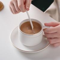 China 350ml 11.84oz Gold Rimmed Cappuccino Cups And Saucers Perfect For Afternoon Tea Time for sale