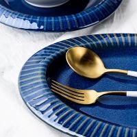 China Vintage Design Kiln Change Porcelain Dinner Set Blue And White Tableware Japanese Style Stoneware for sale