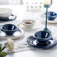 China Vintage Design Kiln Change Porcelain Dinner Set Blue And White Tableware Japanese Style Stoneware for sale