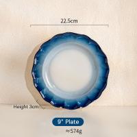 China Custom Ceramic Hotel Dinnerware Set With Flower Design Stoneware Dessert Plates for sale