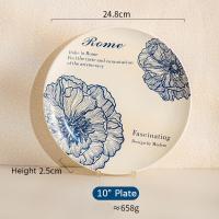 China Custom Ceramic Hotel Dinnerware Set With Flower Design Stoneware Dessert Plates for sale