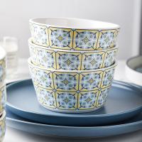 China Light Blue Bohemia Ceramic Dinnerware Set Porcelain Kitchen Tabletop Stoneware Dinner Set Turkish for sale