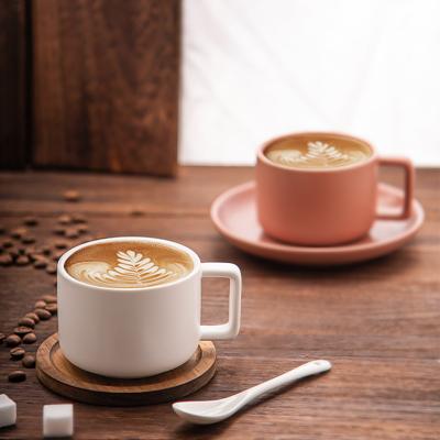 China Sustainable Ceramic Coffee Mug Set For Afternoon Tea And Cappuccino In Matt White for sale