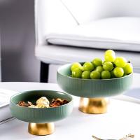China Porcelain Fruit Bowl On Sliver Stand For Serving Desserts And Snacks In European Style for sale