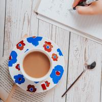 China Business Gifts Nordic Cup And Saucer Coffee Tea Cup Mug Ceramic Decal Porcelain Set for sale