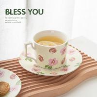 China Hand-Painted Flower Design 200ml Classic Retro Porcelain Coffee Cup And Saucer Set For Tea Parties for sale
