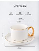 China 250ml Ceramic Cappucinno Cup And Saucer Set With Gold Rim Luxury Porcelain Coffee Mug for sale