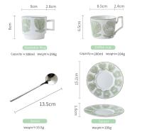 China Alice Green Ceramic Decal Porcelain Cup And Saucer Set For Afternoon Tea 300ml Volume for sale