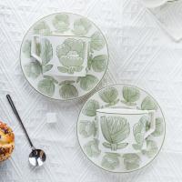 China Alice Green Ceramic Decal Porcelain Cup And Saucer Set For Afternoon Tea 300ml Volume for sale