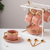 China 250ml Europe Design Luxury Gold Rim Cappuccino Cup And Saucer Set With Porcelain for sale