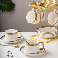 China 250ml Europe Design Luxury Gold Rim Cappuccino Cup And Saucer Set With Porcelain for sale