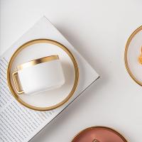 China 250ml Europe Design Luxury Gold Rim Cappuccino Cup And Saucer Set With Porcelain for sale