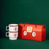 China 300ml 200ml Stocked Ceramic Tea Cup Set With Stackable Chinese Style Coffee Cups And Saucers for sale