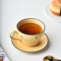 China Stocked Ceramic Cups Saucers Ceramic Stoneware Coffee Mug And Saucer Set For Tea for sale