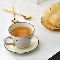 China Stocked Ceramic Cups Saucers Ceramic Stoneware Coffee Mug And Saucer Set For Tea for sale