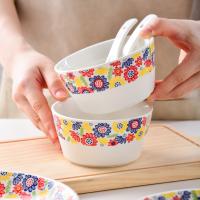 China Dinnerware Sets Floral Dinner Plate Ceramic Designed With Cartoon Style for sale
