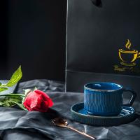 China Porcelain Ceramic Tea Cup And Saucer Set Rustic Retro Stoneware Coffee Set With Saucer for sale