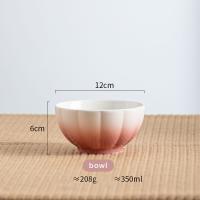 China Porcelain Color Stoneware Bowl Set For 6 People Nordic Pumpkin Bowls Ceramic 4.7 Inch for sale