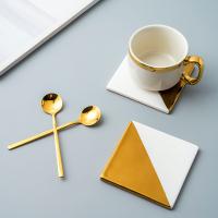 China Water Proof Ceramic Coaster Tea Cup Coasters For Business Gifts Square Round Cup Mat for sale