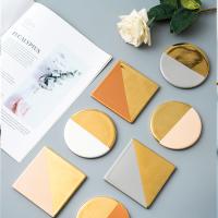 China Water Proof Ceramic Coaster Tea Cup Coasters For Business Gifts Square Round Cup Mat for sale