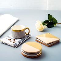China Water Proof Ceramic Coaster Tea Cup Coasters For Business Gifts Square Round Cup Mat for sale