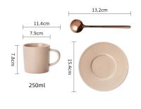 China Ceramic Large Coffee Mug Big Tea Cup Milk Mug And Saucer In Solid Brown For Drinkware for sale