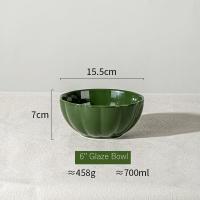 China 24-Piece Ceramic Dishes Set Green Pumpkin Kitchen Utensils For Porcelain Table Plates for sale